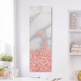 Bilderwelten Leinwandbild Marmoroptik mit Rosa Konfetti