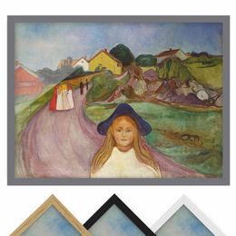 Bilderwelten Bild mit Rahmen - Querformat Edvard Munch - Stra&szlig;e in &Aring;sg&aring;rdstrand