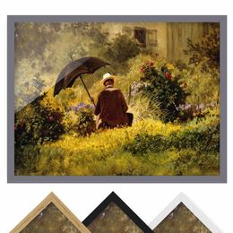 Bilderwelten Bild mit Rahmen - Querformat Carl Spitzweg - Der Maler im Garten