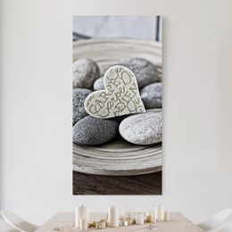 Bilderwelten Leinwandbild Carpe Diem Herz mit Steinen
