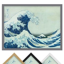 Bilderwelten Bild mit Rahmen - Querformat Katsushika Hokusai - Die grosse Welle von Kanagawa