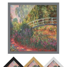 Bilderwelten Bild mit Rahmen - Quadrat Claude Monet - Japanische Br&uuml;cke im Garten von Giverny