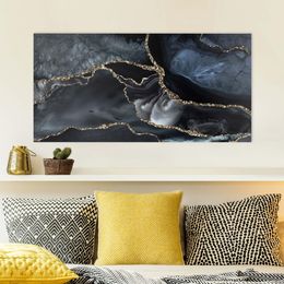 Bilderwelten Leinwandbild Schwarz mit Glitzer Gold