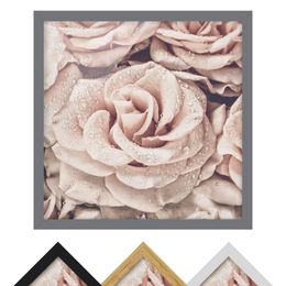 Bilderwelten Bild mit Rahmen - Quadrat Rosen Sepia mit Wassertropfen
