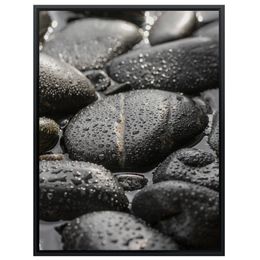 Bilderwelten Leinwandbild Schwarze Steine im Wasser