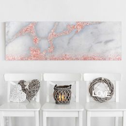 Bilderwelten Leinwandbild Marmoroptik mit Rosa Konfetti