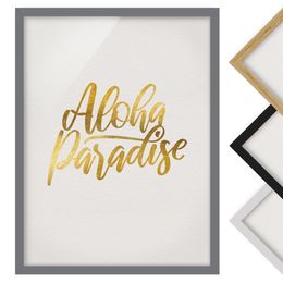 Bilderwelten Bild mit Rahmen - Hochformat Gold - Aloha Paradise
