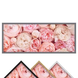 Bilderwelten Bild mit Rahmen - Panorama Rosen Ros&eacute; Koralle Shabby