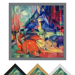 Bilderwelten Bild mit Rahmen - Quadrat Franz Marc - Rehe im Walde
