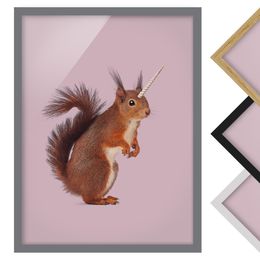 Bilderwelten Bild mit Rahmen - Hochformat Einh&ouml;rnchen