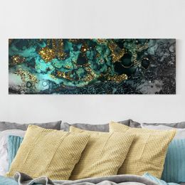 Bilderwelten Leinwandbild Goldene Meeres-Inseln Abstrakt