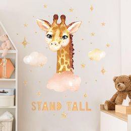 Bilderwelten Wandtattoo Tiere Illustration Aquarell gelb - Aquarell Giraffe - Stand tall - Giraffen Kinderzimmer Baby Mädchen Jungen