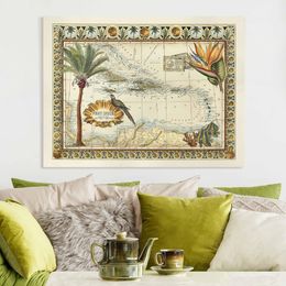 Bilderwelten Leinwandbild Vintage Tropische Landkarte West Indien