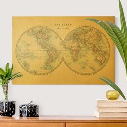 Bilderwelten Leinwandbild Vintage Weltkarte Die zwei Hemispheren