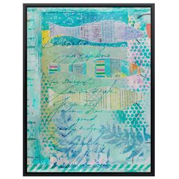 Bilderwelten Leinwandbild Bunte Collage - Fische und Punkte