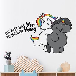 Bilderwelten Wandtattoo Tiere modern selbstklebend bunt - Pummeleinhorn - Pummel und Grummel Umarmung - Einhorn Kinderzimmer Baby M&auml;dchen Jungen