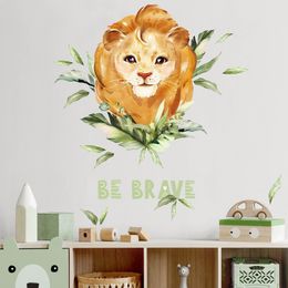 Bilderwelten Wandtattoo Tiere Tropisch Aquarell orange - Aquarell Löwe - Be brave - Löwe Kinderzimmer Baby Mädchen Jungen