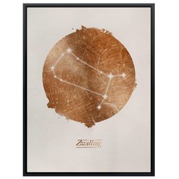 Bilderwelten Leinwandbild Sternzeichen Zwilling Gold