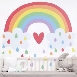 Bilderwelten Wandtattoo Digital Art selbstklebend Wandaufkleber - XXL Regenbogen Herz Bunt - Herz Kinderzimmer Baby Mädchen Jungen