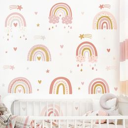 Bilderwelten Wandtattoo Himmel Digital Art selbstklebend Wandaufkleber - Regenb&ouml;gen Rosa Mix Set - Herz Kinderzimmer Baby M&auml;dchen Jungen