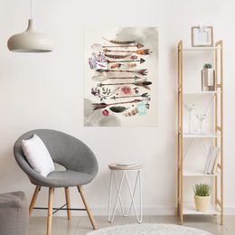 Bilderwelten Glasbild - Hochformat Boho Pfeile und Federn - Aquarell