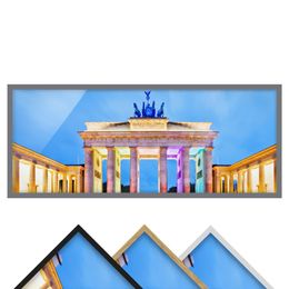 Bilderwelten Bild mit Rahmen - Panorama Erleuchtetes Brandenburger Tor