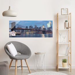 Bilderwelten Glasbild - Panorama Brooklyn Bridge Manhattan New York