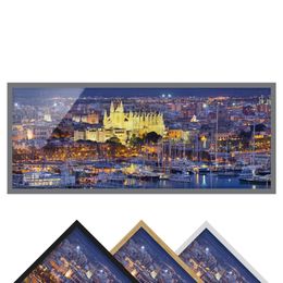 Bilderwelten Bild mit Rahmen - Panorama Palma de Mallorca City Skyline und Hafen