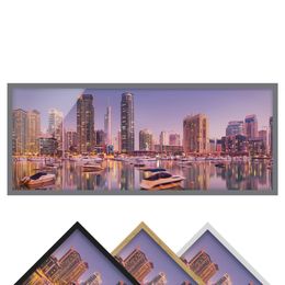 Bilderwelten Bild mit Rahmen - Panorama Dubai Skyline und Marina
