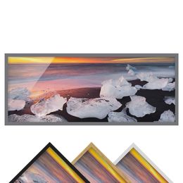 Bilderwelten Bild mit Rahmen - Panorama Eisbrocken J&ouml;kuls&aacute;rlon Island