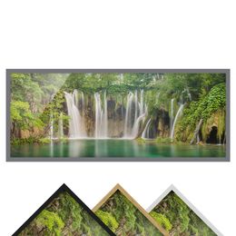 Bilderwelten Bild mit Rahmen - Panorama Wasserfall Plitvicer Seen