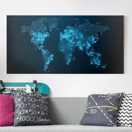 Bilderwelten Leinwandbild - Querformat Connected World Weltkarte