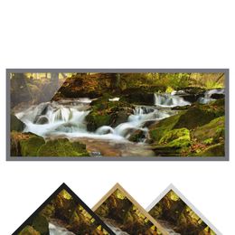 Bilderwelten Bild mit Rahmen - Panorama Wasserfall herbstlicher Wald