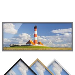 Bilderwelten Bild mit Rahmen - Panorama Leuchtturm in Schleswig-Holstein