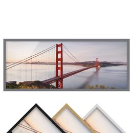 Bilderwelten Bild mit Rahmen - Panorama Golden Gate Bridge in San Francisco