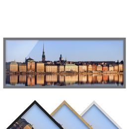 Bilderwelten Bild mit Rahmen - Panorama Stockholm Skyline
