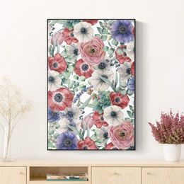 Akustik-Wechselbild Buntes Mohnblumen Aquarell