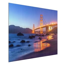 Bilderwelten Alu-Dibond Outdoor Bild Golden Gate Bridge am Abend