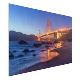 Bilderwelten Alu-Dibond Outdoor Bild Golden Gate Bridge am Abend