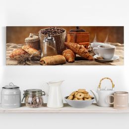 Bilderwelten Leinwandbild - Panorama Fr&uuml;hst&uuml;ckstisch