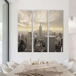 Bilderwelten 3-teiliges Leinwandbild - Quadrat Manhattan Dawn