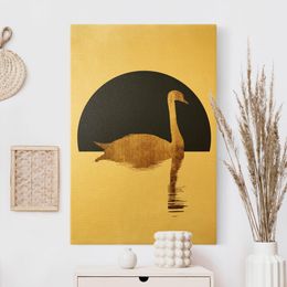 Bilderwelten Leinwandbild Schwan in Gold