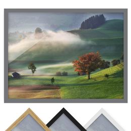 Bilderwelten Bild mit Rahmen - Querformat Nebliger Herbsttag Schweiz