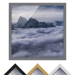 Bilderwelten Bild mit Rahmen - Quadrat Wolkenmeer im Himalaya