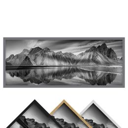 Bilderwelten Bild mit Rahmen - Panorama Vesturhorn in Island
