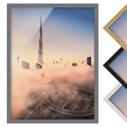 Bilderwelten Bild mit Rahmen - Hochformat Himmlische Skyline von Dubai