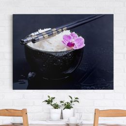 Bilderwelten Leinwandbild Reisschale mit Orchidee