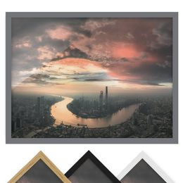Bilderwelten Bild mit Rahmen - Querformat Shanghai am Morgen