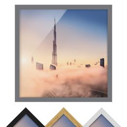 Bilderwelten Bild mit Rahmen - Quadrat Himmlische Skyline von Dubai