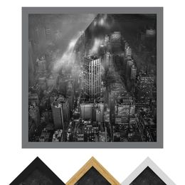 Bilderwelten Bild mit Rahmen - Quadrat Sonnenlicht &uuml;ber New York City